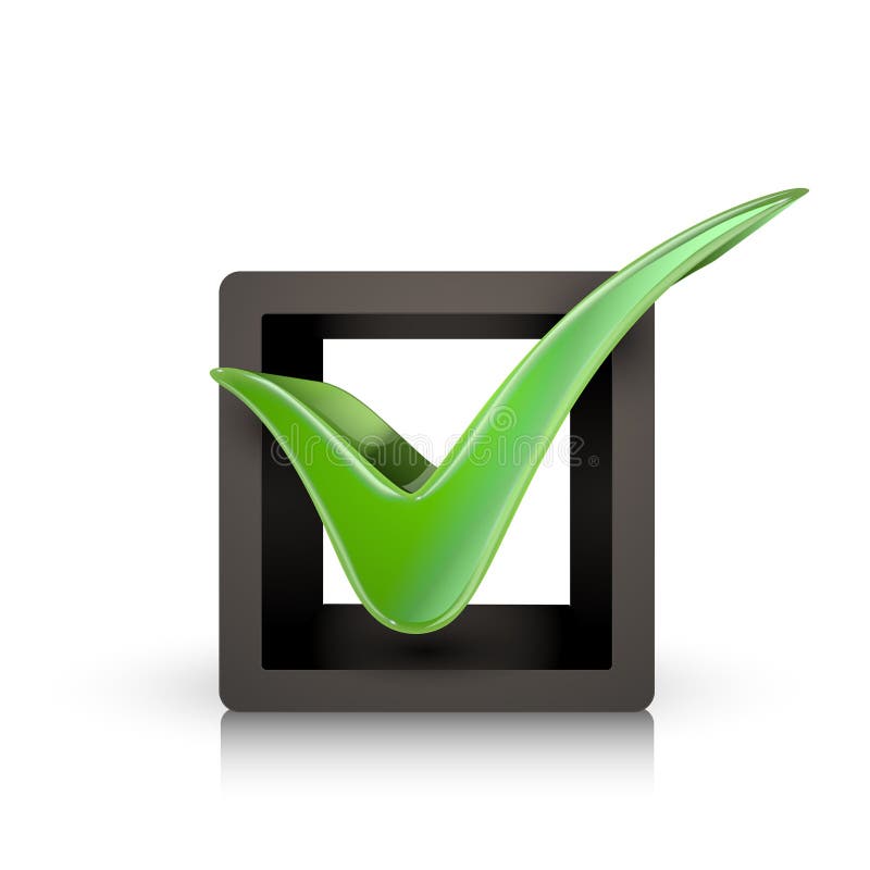 Green Tick in a Check Box List Stock Illustration - Illustration of ...