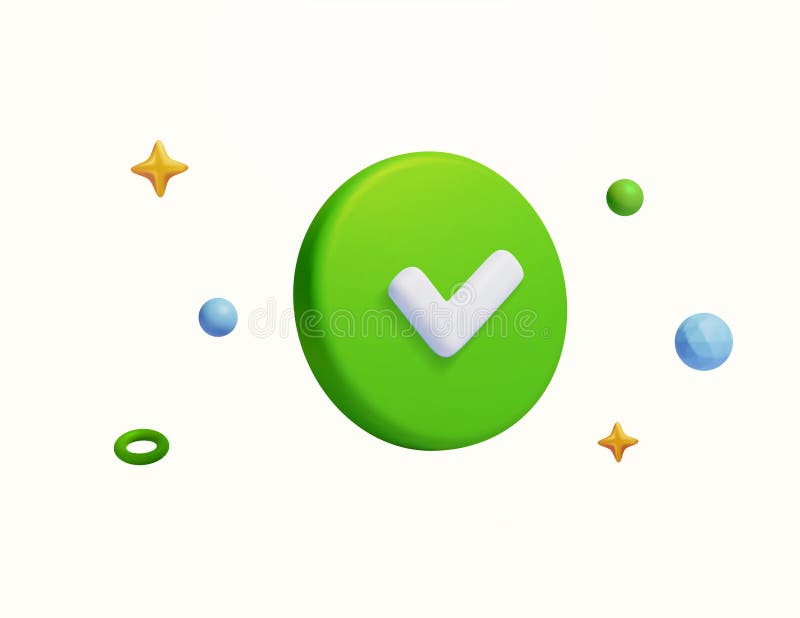 3d Green Check Mark in Circle, Minimal Style, Isolated on Background ...