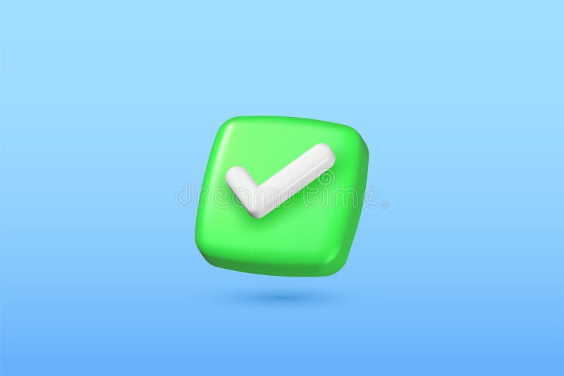 3d Green Check Mark Correct Icon Stock Vector - Illustration of ...