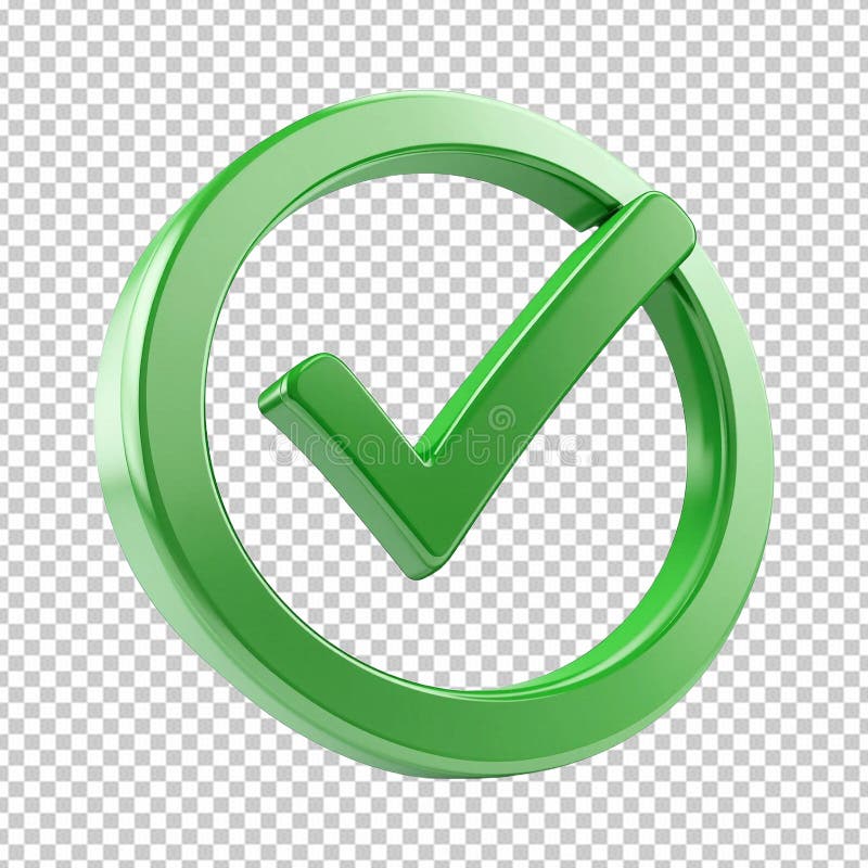 3D Green Check Mark Icon Isolated on Transparent Background Stock Photo ...