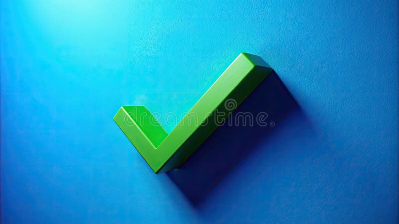 3D Green Checkmark Silhouette on a Blue Background a Symbol of ...