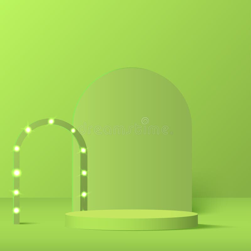 3d Green Color Podium and Minimal Green Wall Scene Vector Stock Vector ...