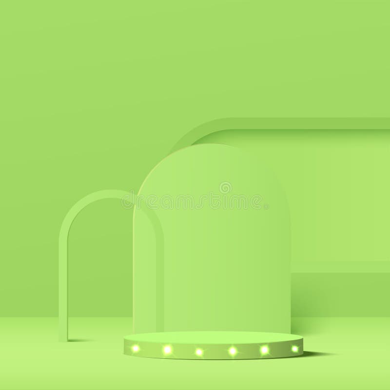 3d Green Color Podium and Minimal Green Wall Scene Vector Stock Vector ...