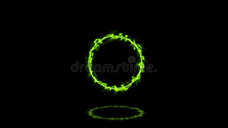 3d Green Color Ring of Lighting Energy Neon a Black Background. Green ...
