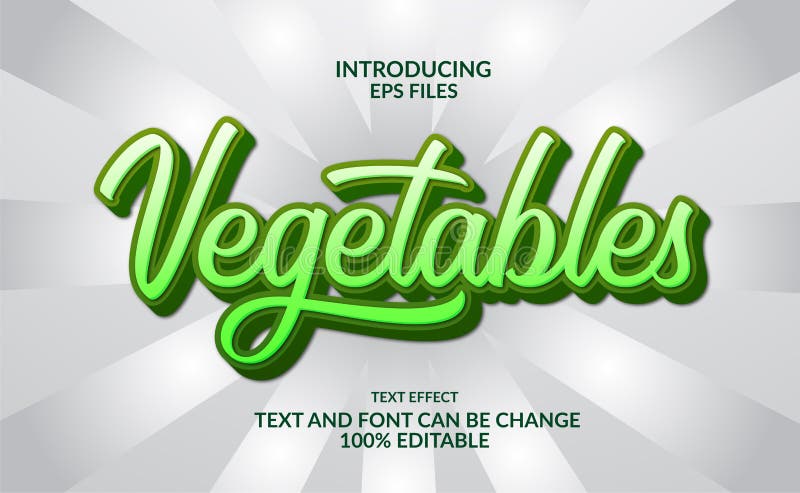 3d Green Color Vegetable Editable Script Font and Text Effect for ...