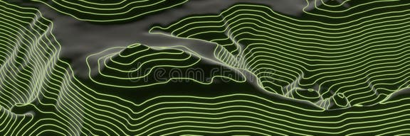 3D Green Contour Layers. Futuristic Data. Topographic Contour Map Stock ...