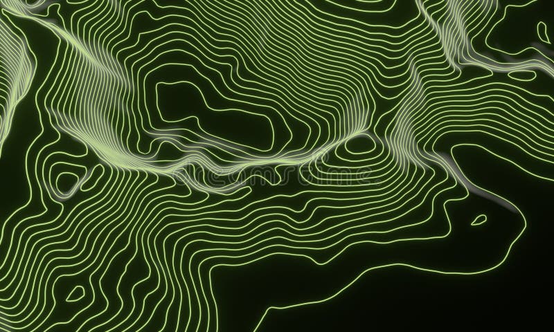 3D Green Contour Layers. Futuristic Data. Topographic Contour Map Stock ...