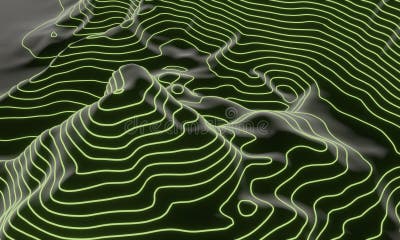 3D Green Contour Layers. Futuristic Data. Topographic Contour Map Stock ...