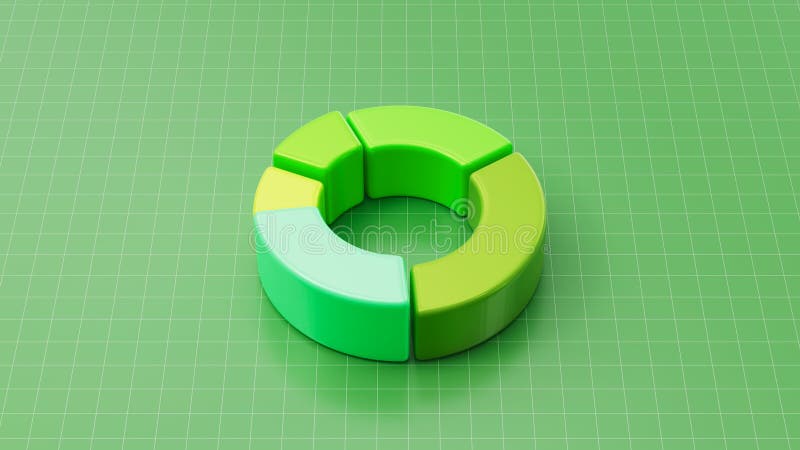 3D Green Donut Pie Chart with Colorful Segments. Information Graphic ...