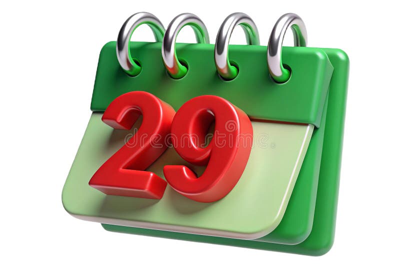 Green Flip Calendar Icon Displaying Date 29 Stock Illustration ...