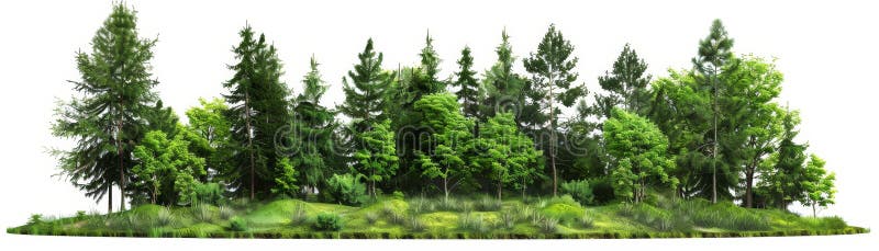 3D Green Forest Trees Cut Out Stock Illustration - Illustration of ...