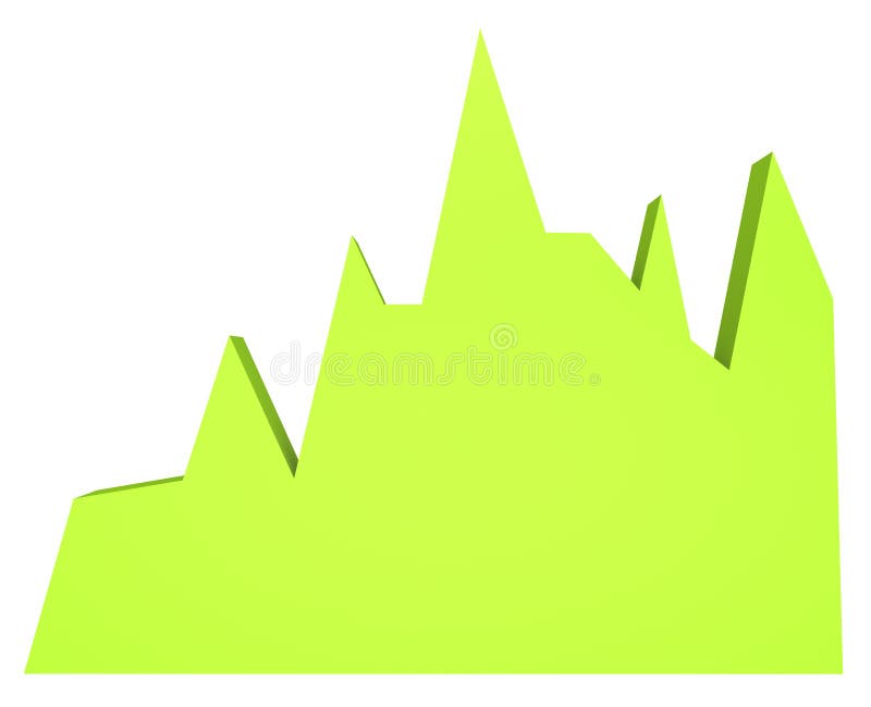 3d Green Graph on White Background. Abstract Chart Stock Illustration ...