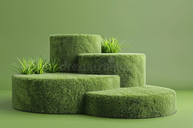 3D Green Grass Podium, Pedestal or Platform for Product Presentation ...