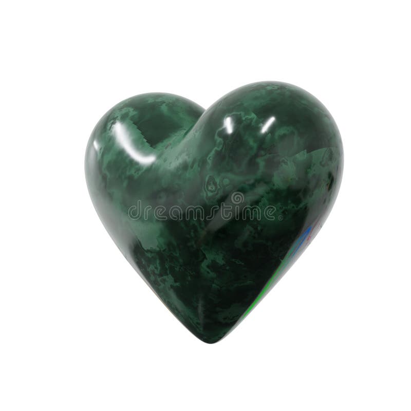 3D Green Marble Heart. Isolated on White Background. Realistic Render ...