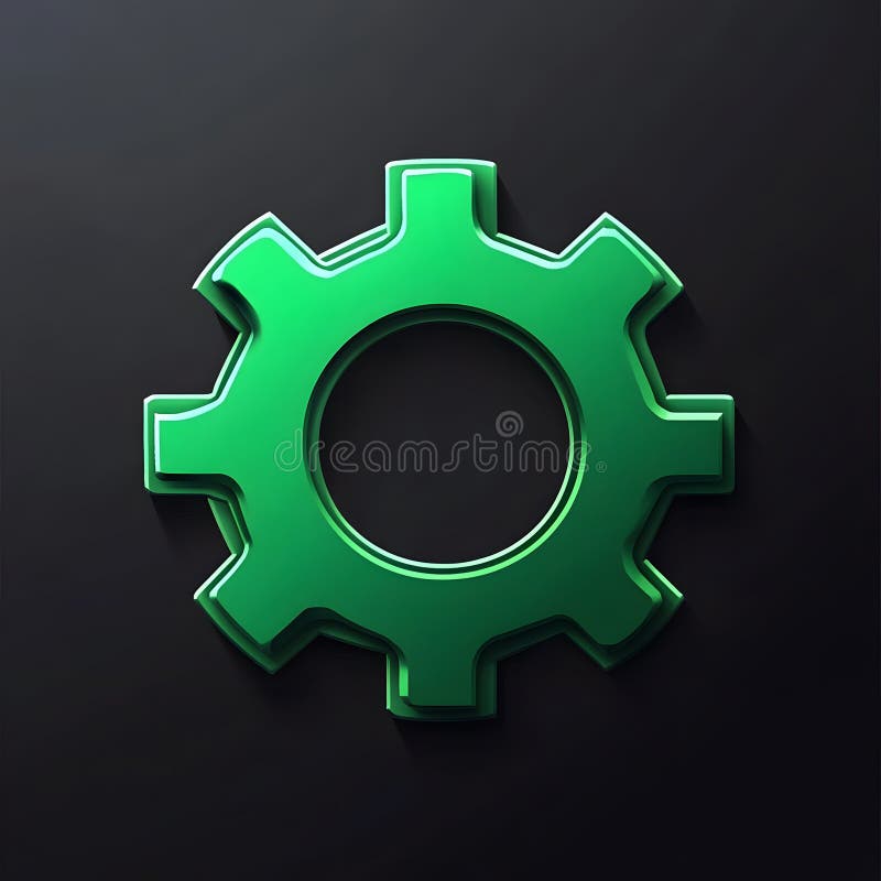 3D Green Mechanical Gear Engineering Icon Logo Stock Illustration ...
