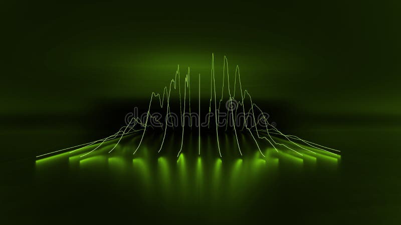 3D Green Modern Lined Chart Graph Business on Dark Background. Stock ...