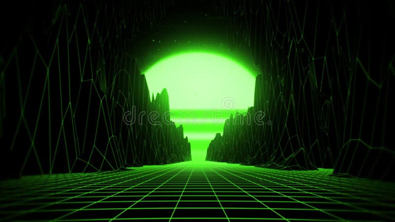 3D Green Neon Retro Synthwave VJ Loop Motion Background Stock Video ...