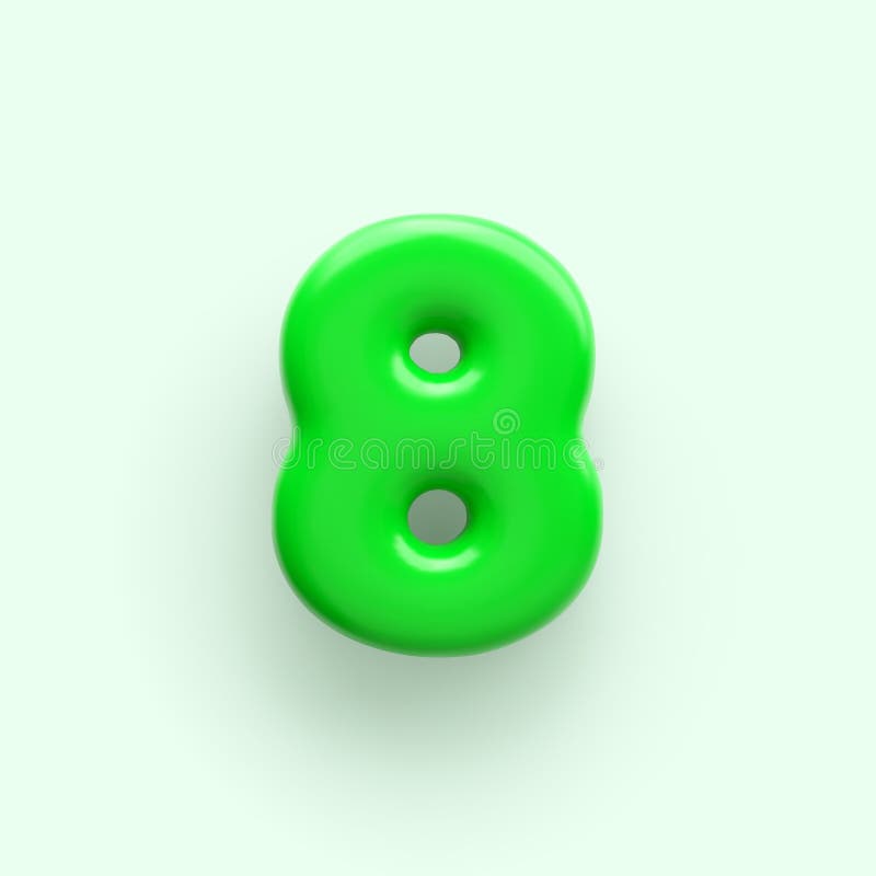 3D Green Number 8 with a Glossy Surface on a Light Background . Stock ...