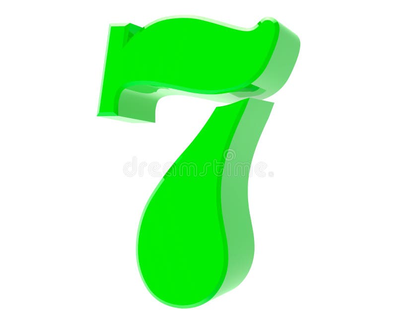 3d Green Number 7 on White Background 3d Rendering Stock Illustration ...