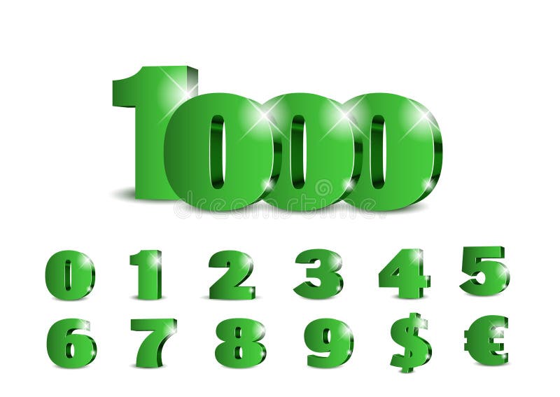 3d Green Numbers with Golden Outline Stock Illustration - Illustration ...