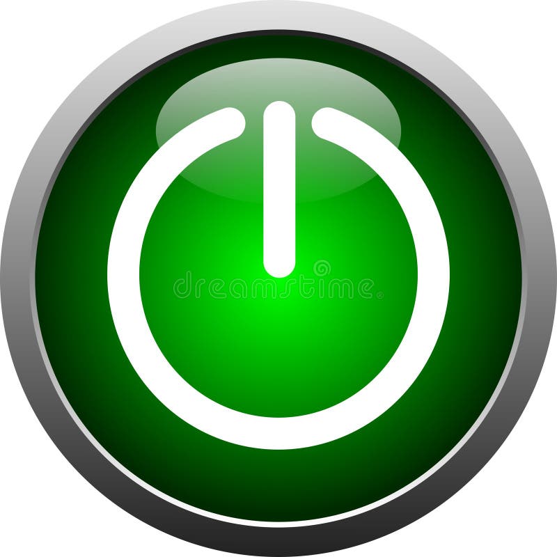 3D green power button icon stock illustration. Illustration of vektor ...