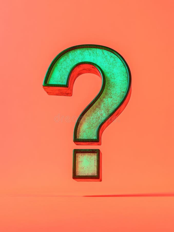 3D Green Question Mark on an Orange Background. Stock Image - Image of ...