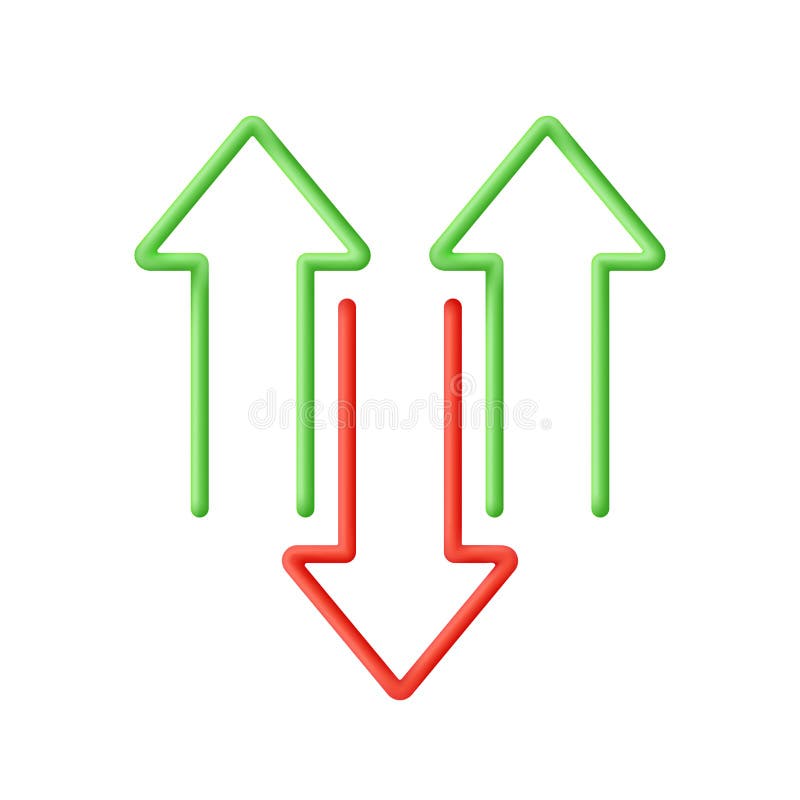 3D Green and Red Arrows Going Up and Down. Trade Arrow. Exchange Price ...