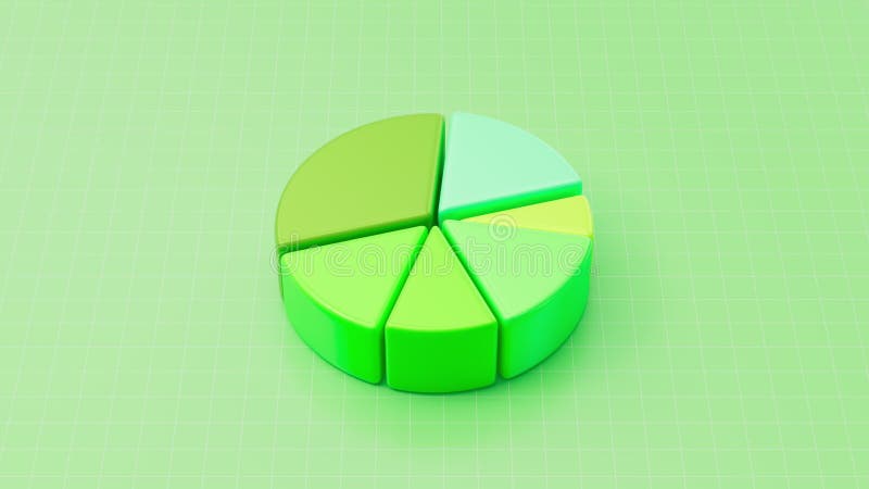 3D Green Rotating Pie Chart with Colorful Segments. Information Graphic ...