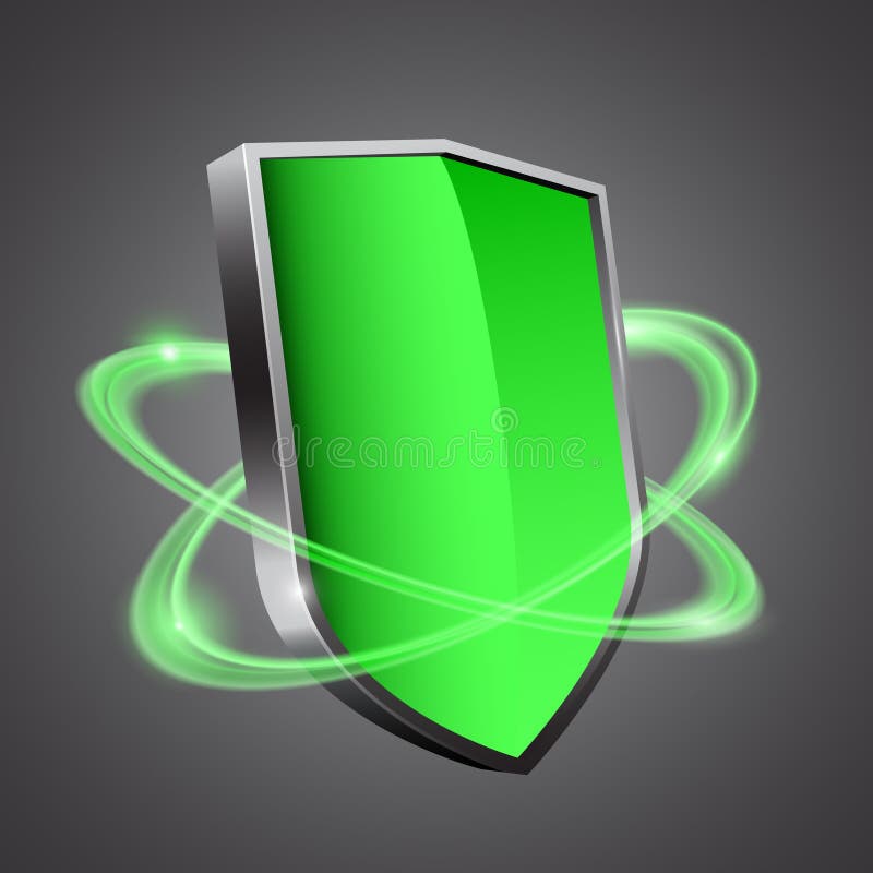 3d Green Shield with Glowing Effect Stock Vector - Illustration of ...