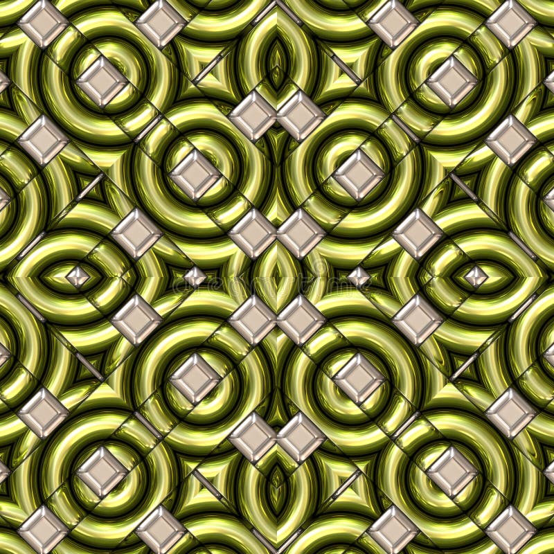 3d Green Steel Geometric Fractal Pattern Stock Illustration ...