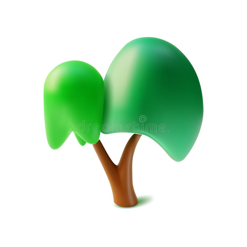 3d Green Tree Cartoon Style. Vector Stock Vector - Illustration of sign ...