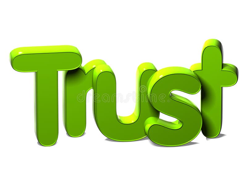 3D Green Word Trust on White Background Stock Illustration ...