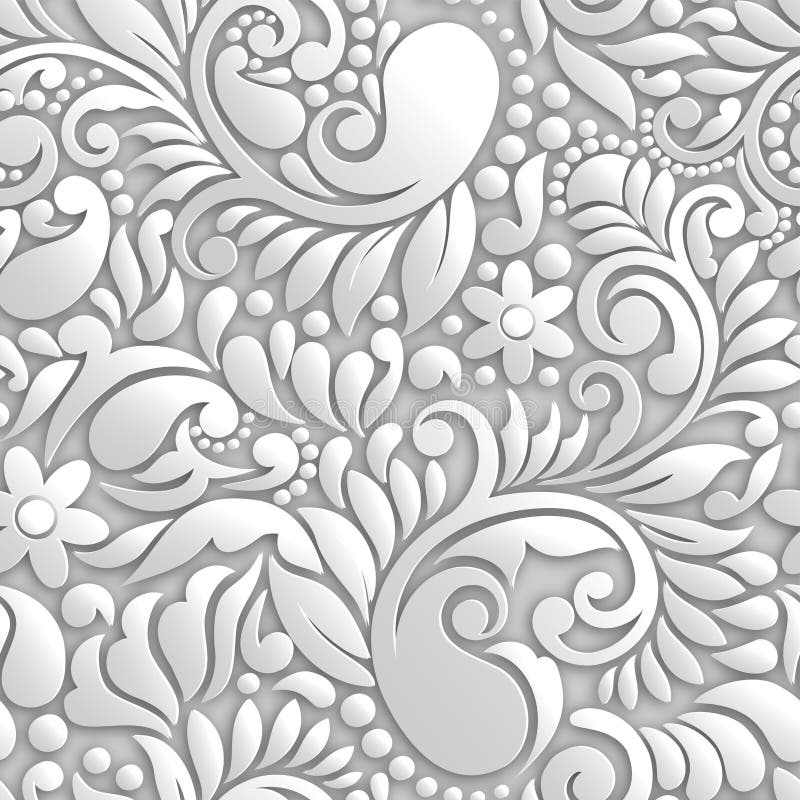 3D Grey Bright Seamless Floral Design Pattern Stock Vector ...