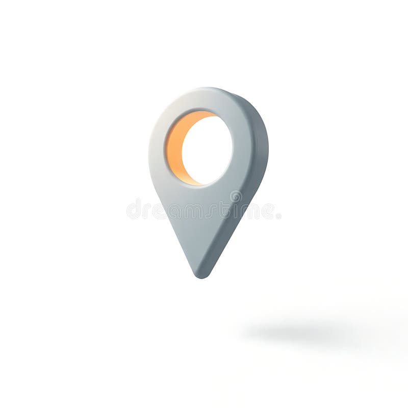 3d Grey Location Pin Icon with Orange Glow Stock Illustration ...