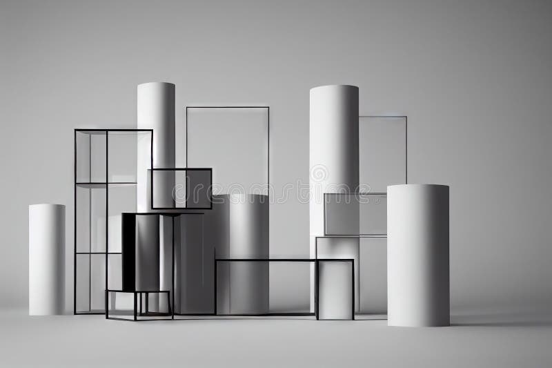 Abstract Geometric Mural Made of Cut and Pasted Paper, Adding Color and ...