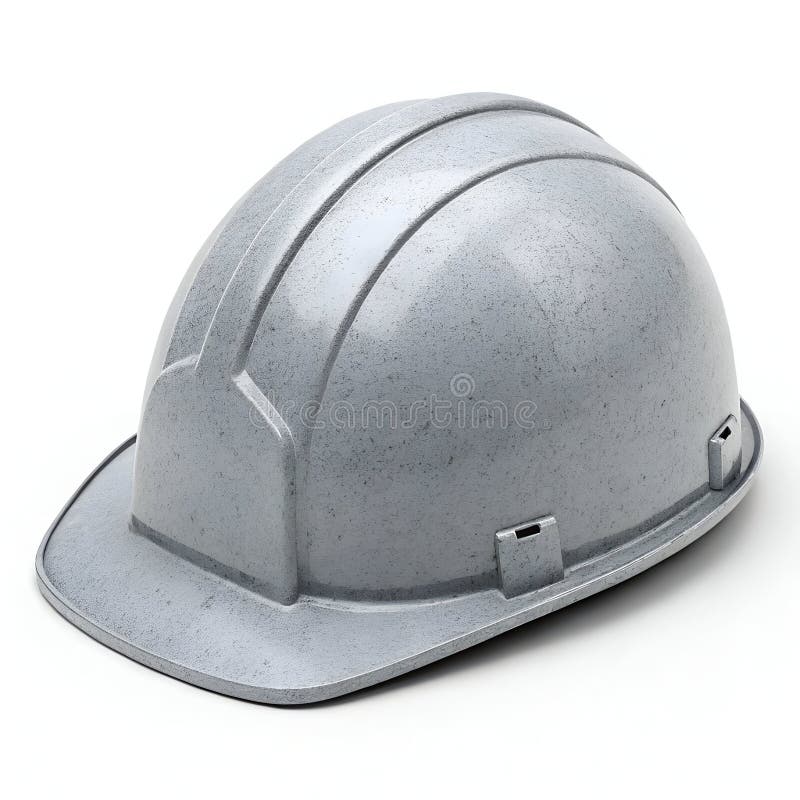 3D Grey Worker Helmet Isolated on White Background Stock Illustration ...