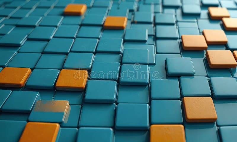 3D Grid Blue and Orange Cubes, with Some Cubes Overlapping and Others ... 3D Grid Blue and Orange Cubes, with Some Cubes Overlapping and Others ...