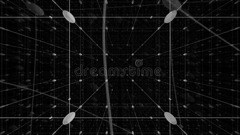 3D Grid Infinite Space Loop. Black and White Stock Footage - Video of ...