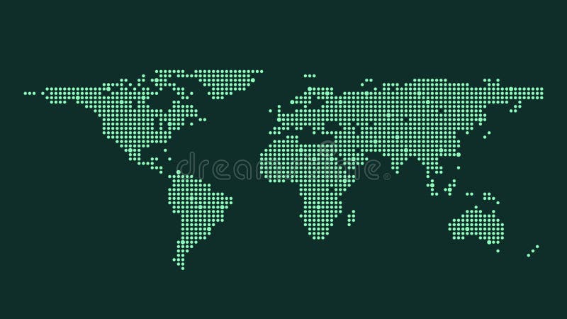 3d Grid Map of the World Dots Form Earth Shape on Black Background ...