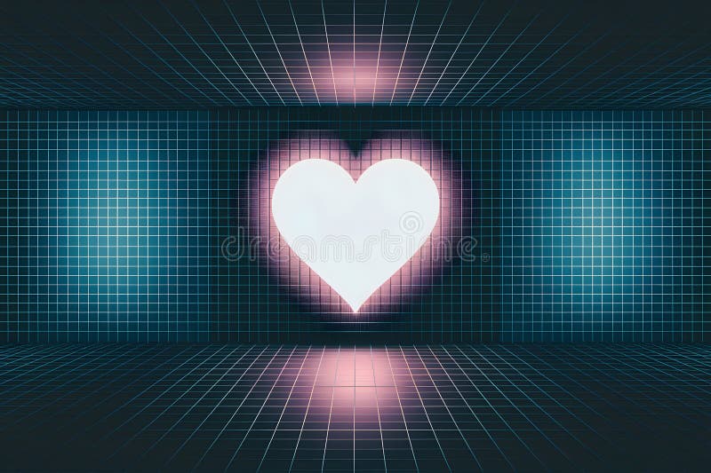 3D Grid Pattern with Heart Shaped Void, Illuminated from Behind ...