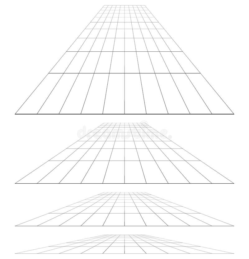 Two Point Perspective Line Drawings. Vector Set of Cubes and ...