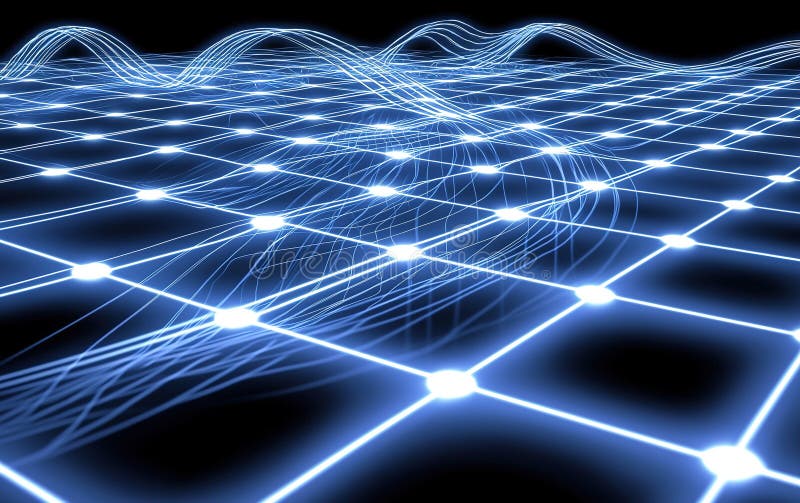 A 3D Grid Showcasing Dynamic Light Waves Flowing Smoothly Across Its ...