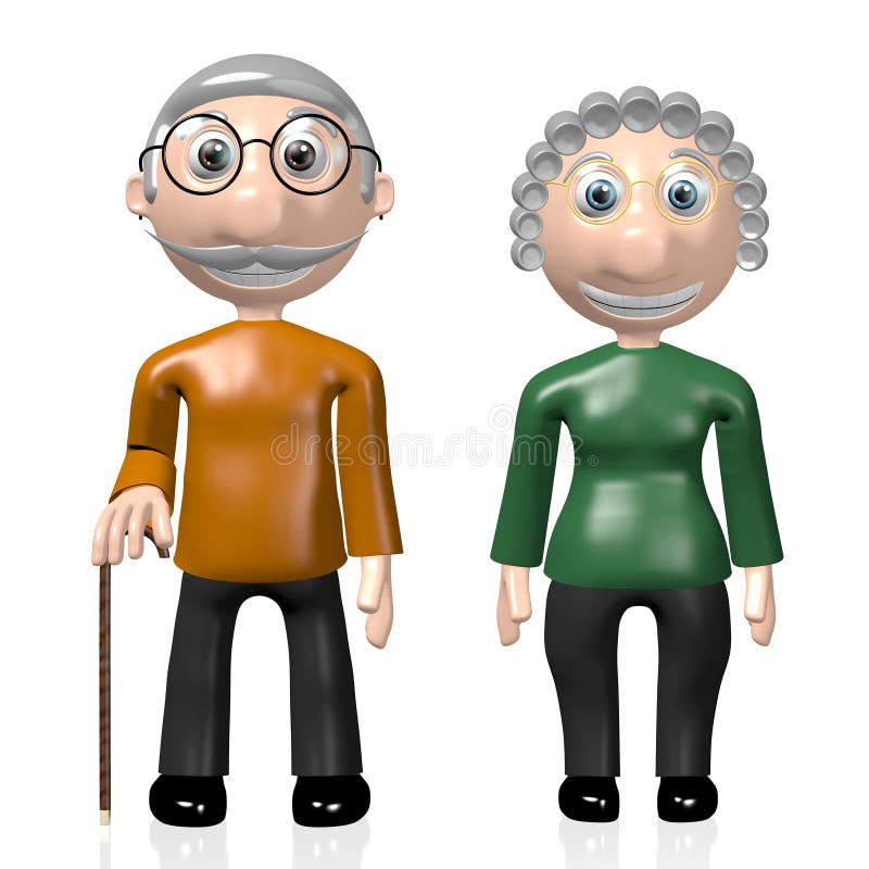 3d Grootouders Grootmoeder Grootvader Stock Illustratie - Illustration ...