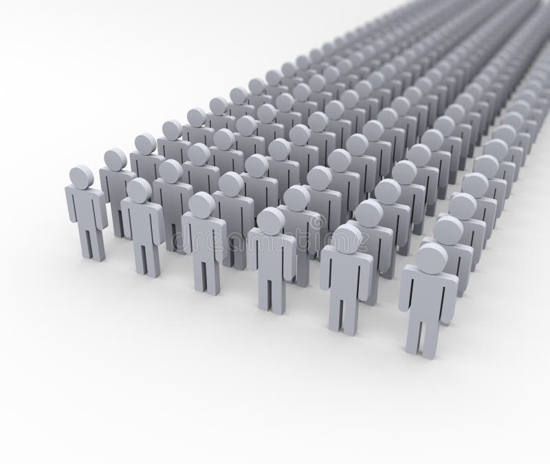 3d group of crowd people stock illustration. Illustration of worker ...