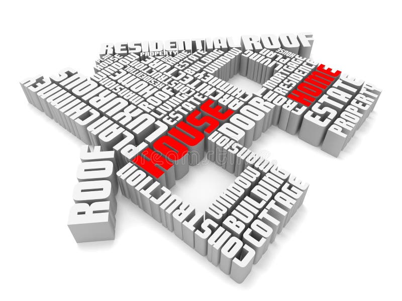 3d Group of Red White Words Shaping a House Stock Illustration ...
