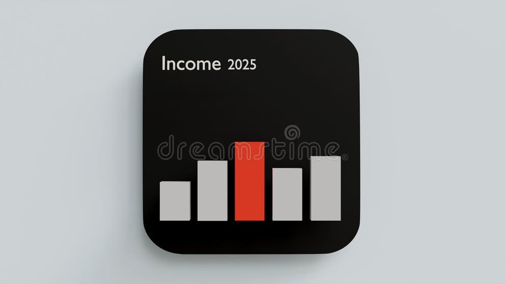 3D Growing Bar Chart, 2025 Income Bar Chart, Income and Expenses Stock ...