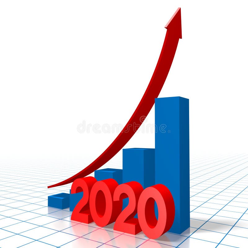 3D Growth Chart with an Arrow, 2020 Concept Stock Illustration ...