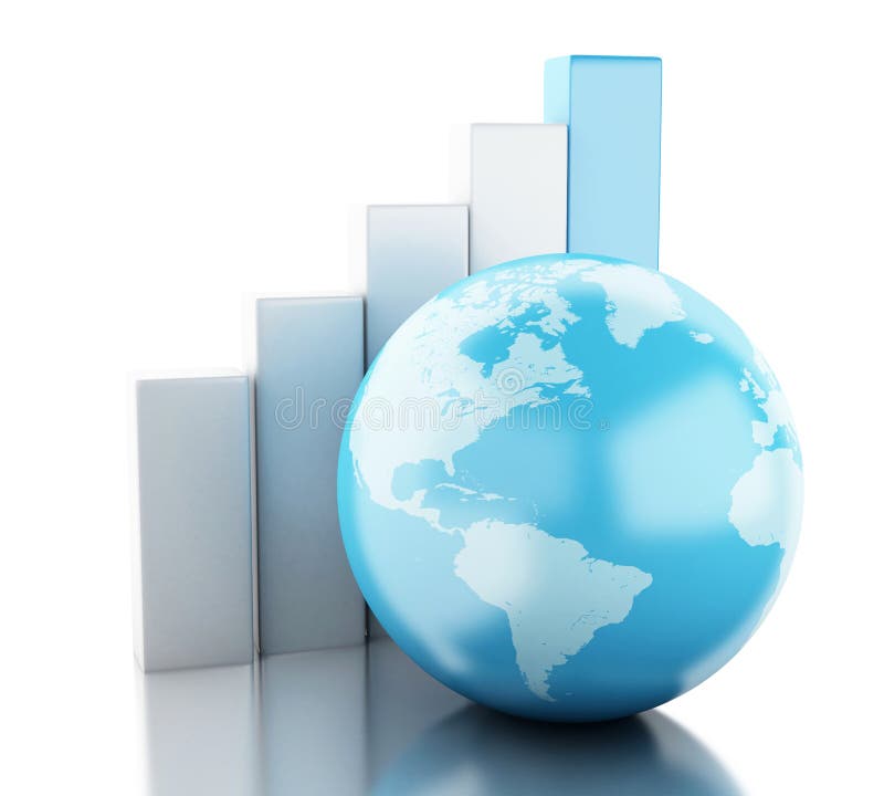 3d Growth Chart with Globe. Business and Economy Concept. Stock ...