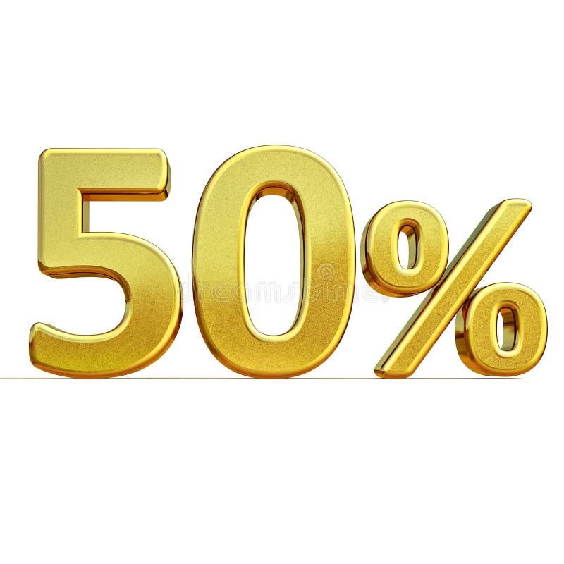 3d Guld 50 Femtio Procent Tecken Stock Illustrationer - Illustration av ...