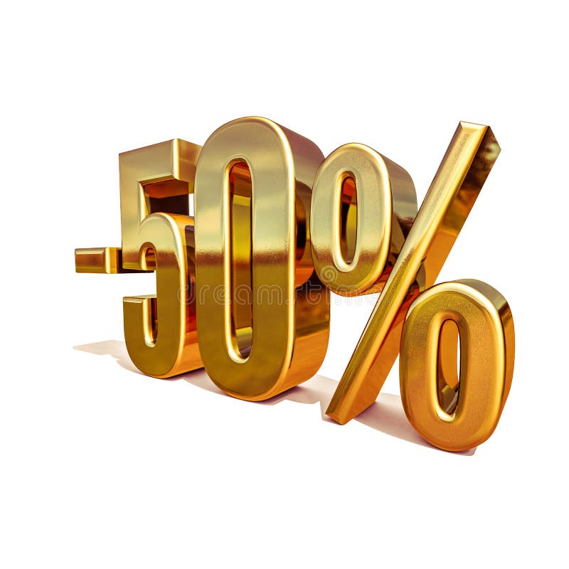3d Guld 50 Femtio Procent Tecken Stock Illustrationer - Illustration av ...